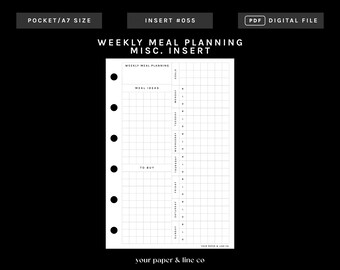 Pocket PRINTABLE Meal Plan Planner Insert - Etsy