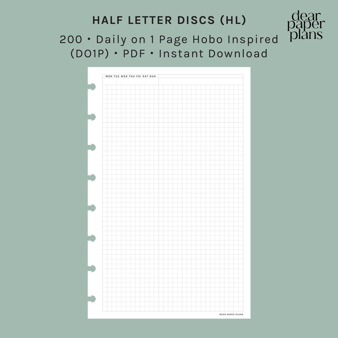 HALF LETTER | DO1P (hobo Inspired Daily on 1 Page Insert) | 200 ...