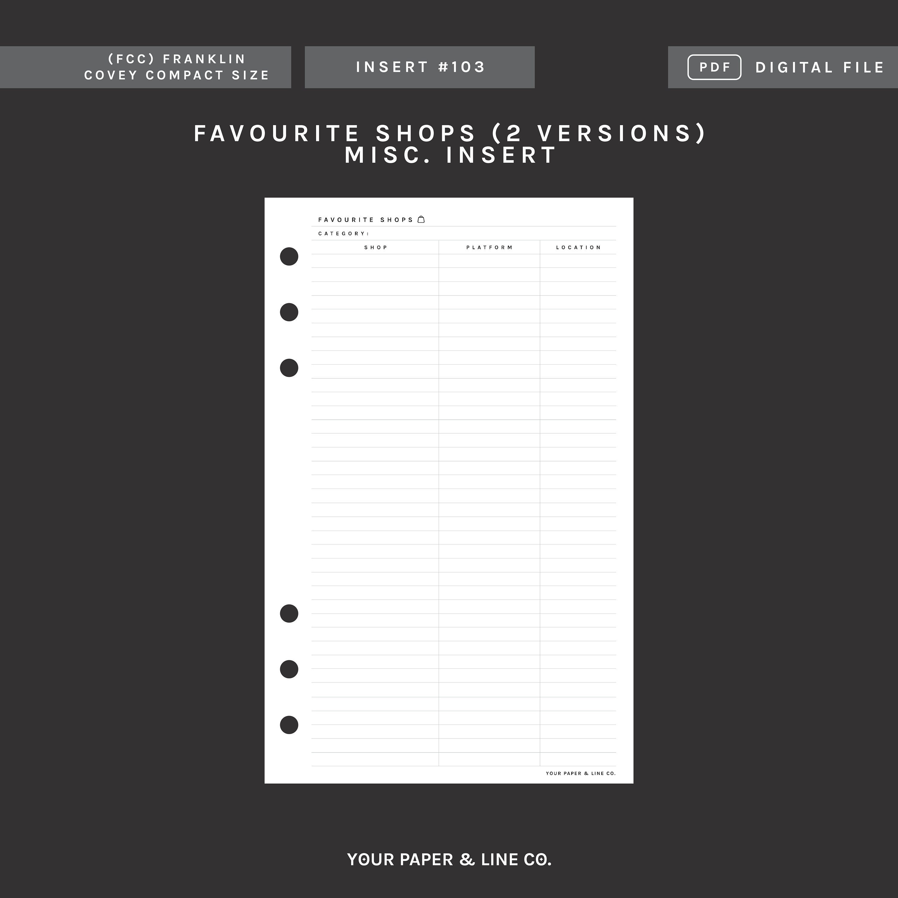 Calendars & Planners Paper & Party Supplies List Tracker Insert Digital ...