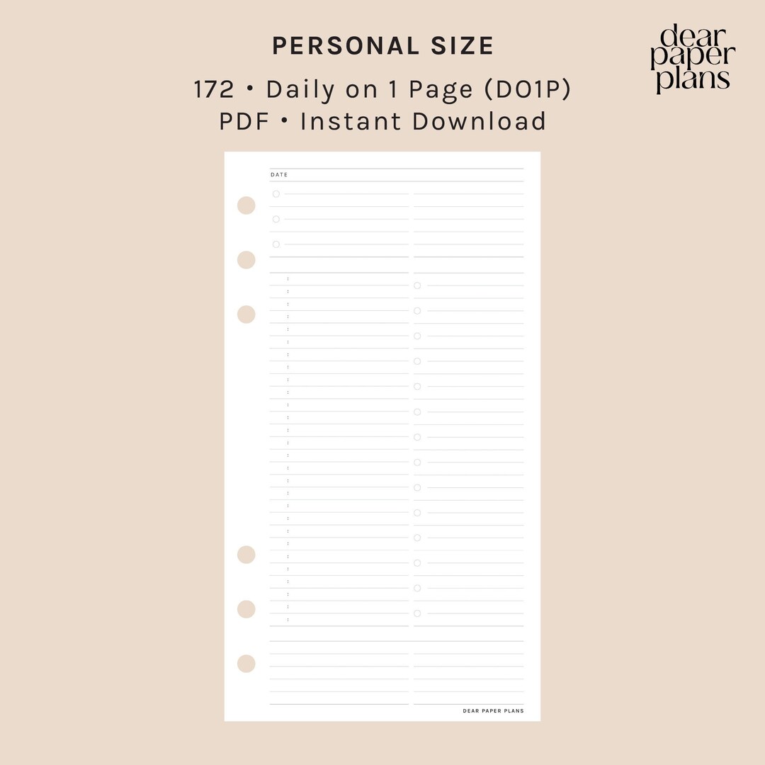 PERSONAL | DO1P (daily on 1 Page Insert) | 172 | UNDATED | Printable ...