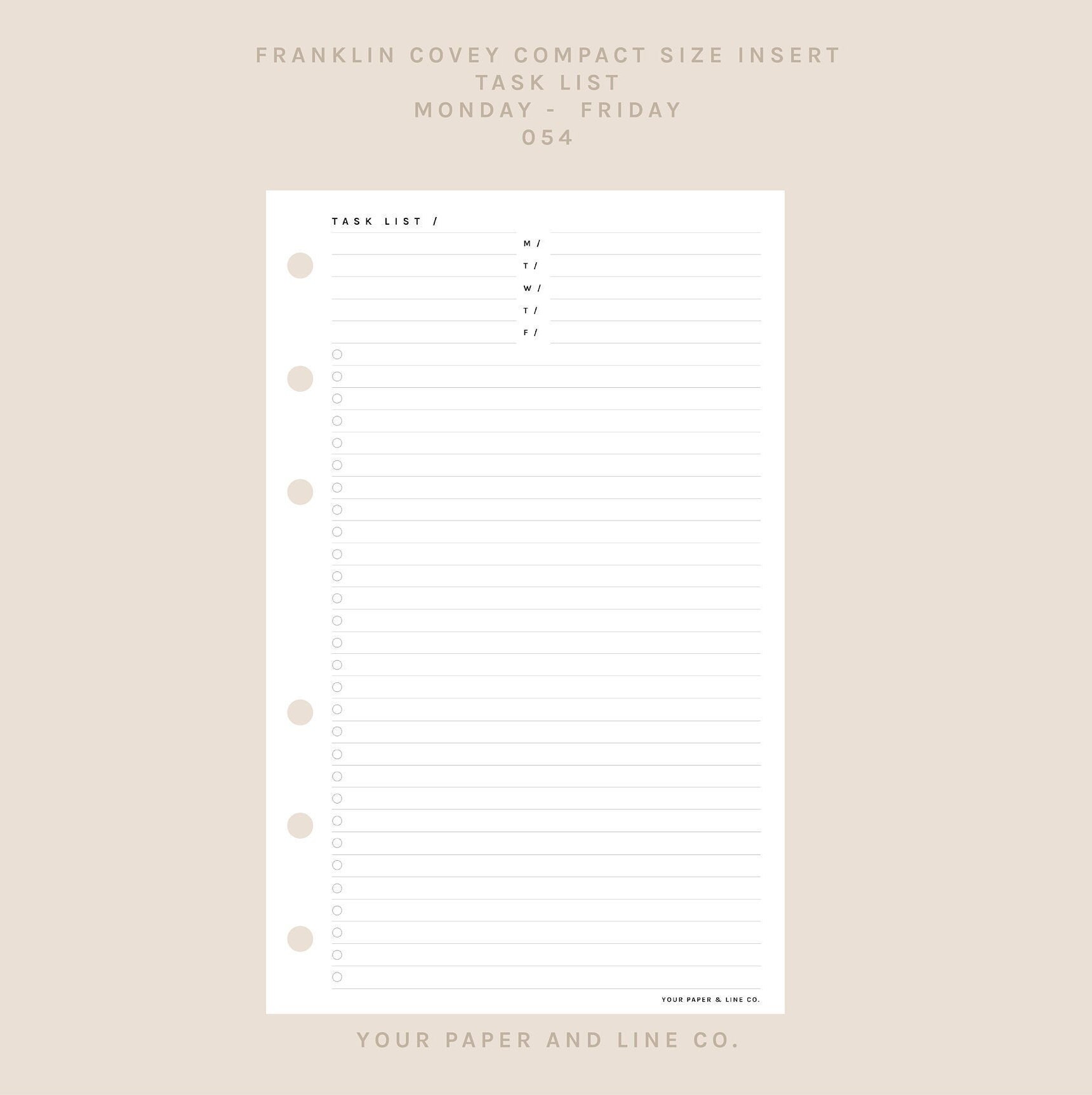 Task To Do List Insert Franklin Covey Compact 054 Etsy