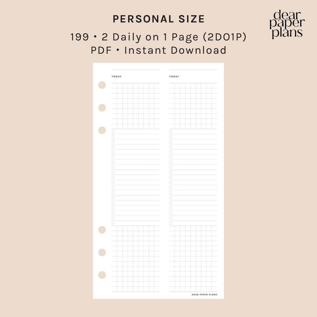 PERSONAL | 2DO1P (2 Daily on 1 Page Insert) | 199 | UNDATED | Printable ...