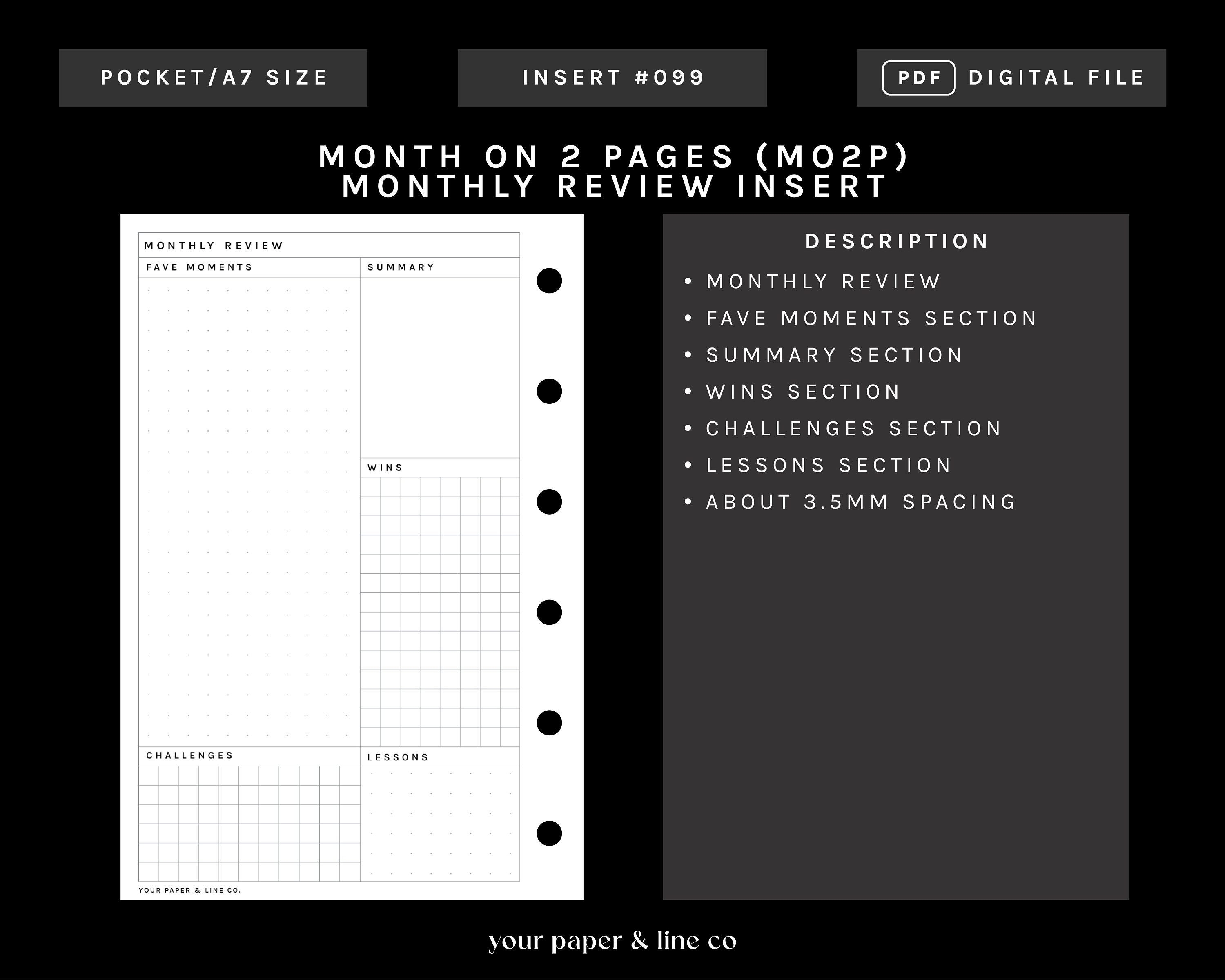 Calendars & Planners Paper & Party Supplies Month on 2 PagesMO2P ...