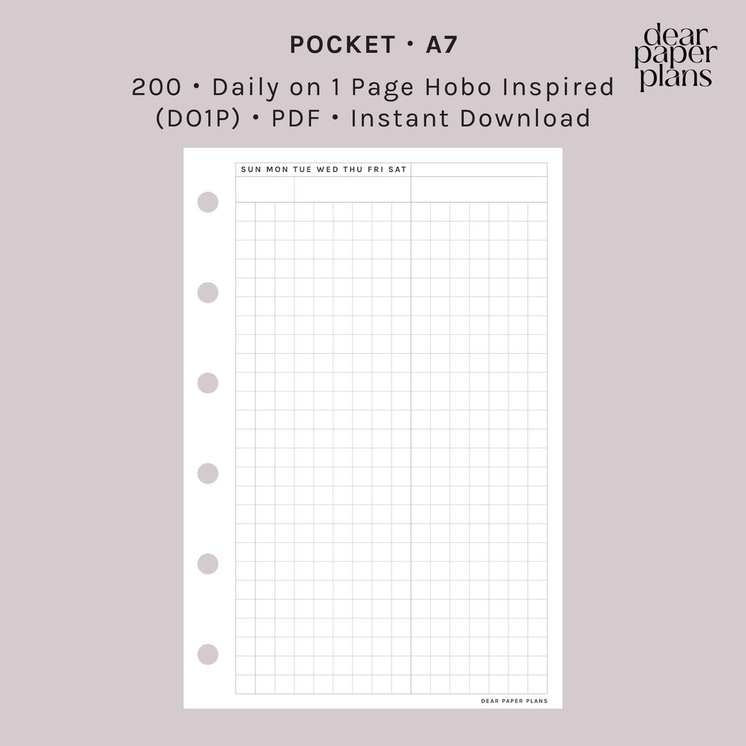 POCKET | DO1P (hobo Inspired Daily on 1 Page Insert) | 200 | UNDATED ...