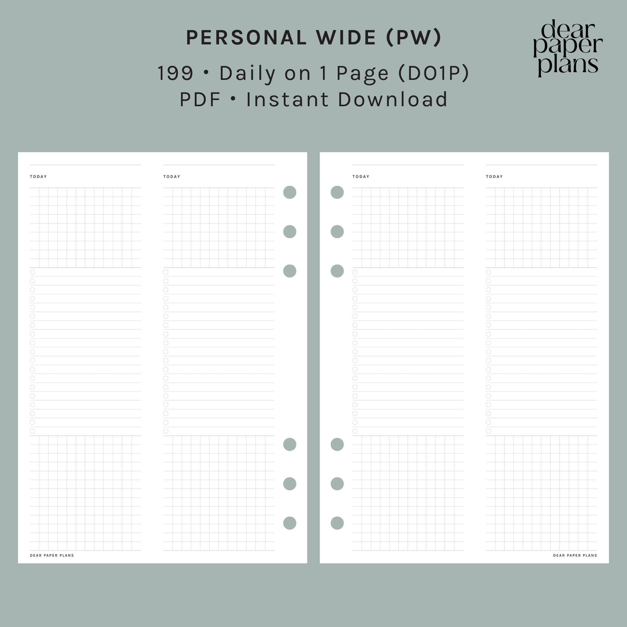 PERSONAL WIDE | 2DO1P (2 Daily on 1 Page Insert) | 199 | UNDATED ...