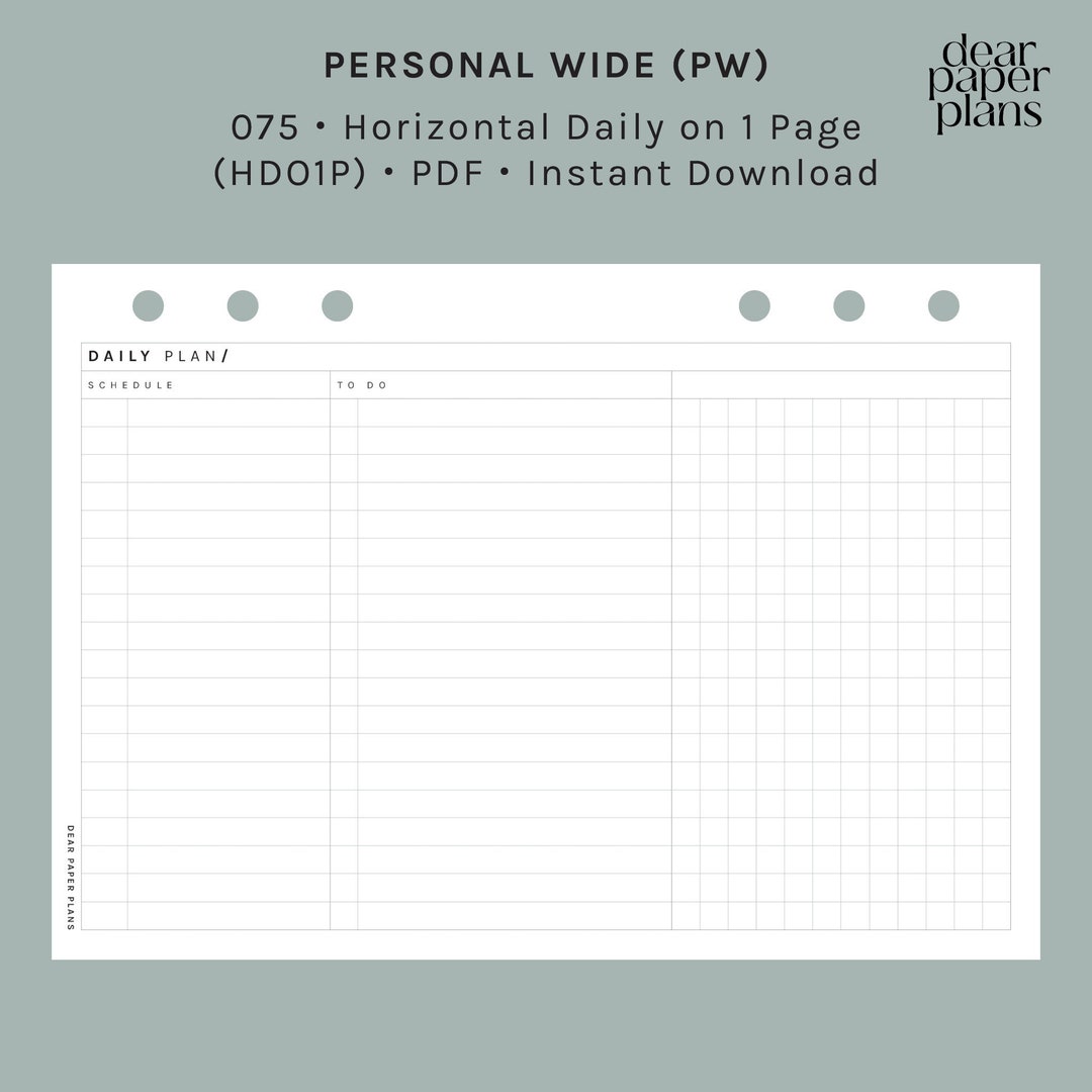 PERSONAL WIDE | HDO1P (horizontal Daily on 1 Page Insert) | 075 ...