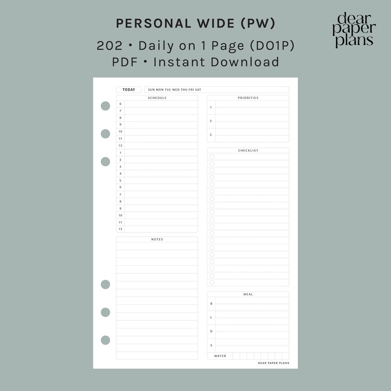 PERSONAL WIDE | DO1P (daily on 1 Page Insert) | 202 | UNDATED ...