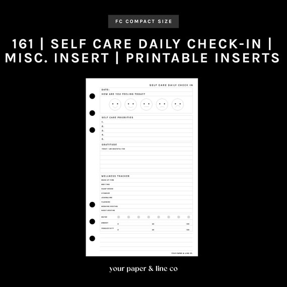 FC COMPACT Self Care Daily Check-in Insert 161 Printable - Etsy