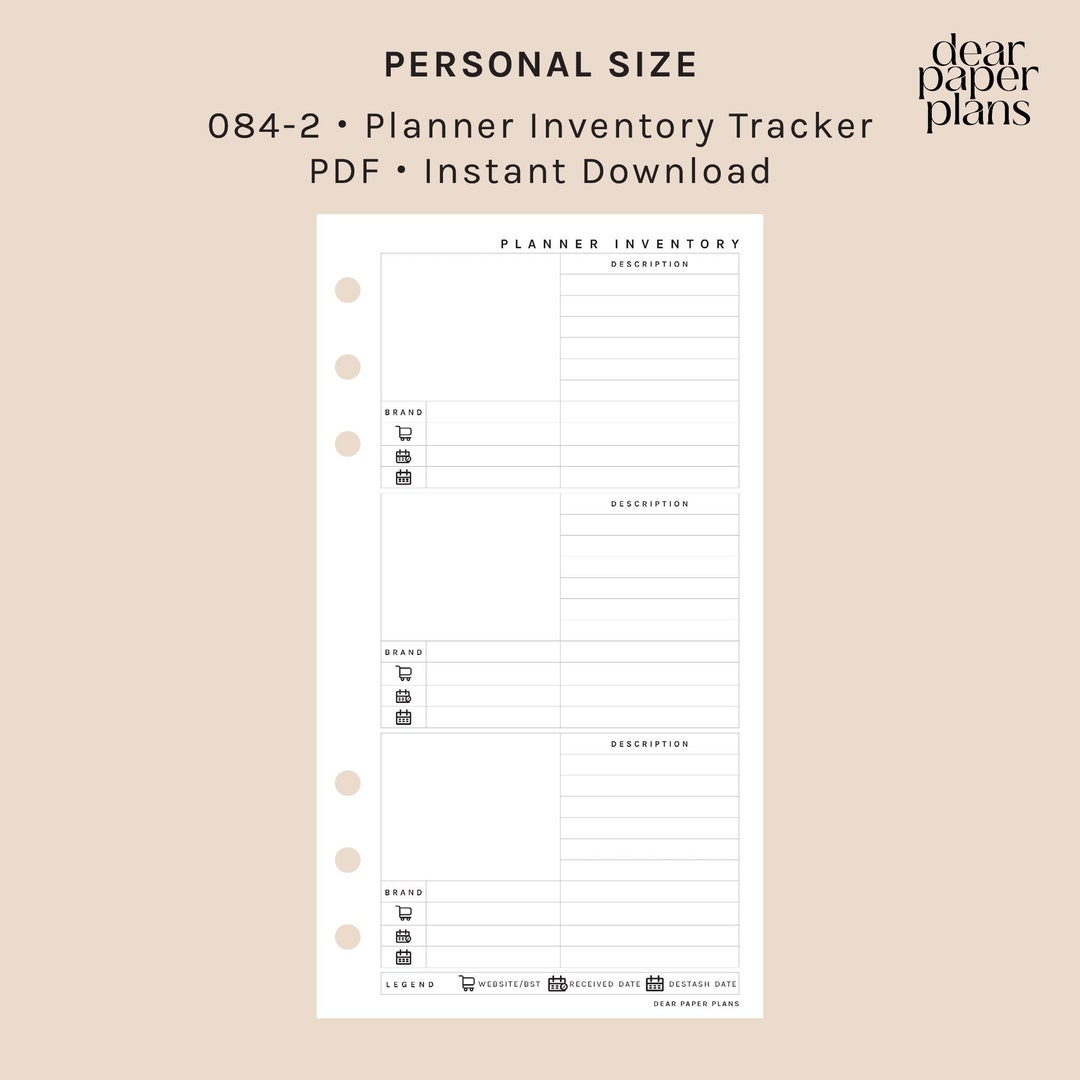 PERSONAL | Planner Inventory Tracker | 084-2 | Printable Insert ...