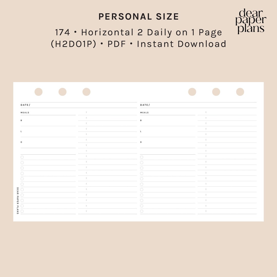 PERSONAL | H2DO1P (horizontal 2 Daily on 1 Page Insert) | 174 | UNDATED ...