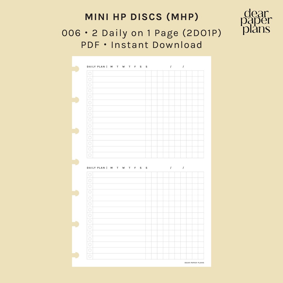 MINI HP | 2DO1P (2 Daily on 1 Page Insert) | 006 | UNDATED | Monday ...