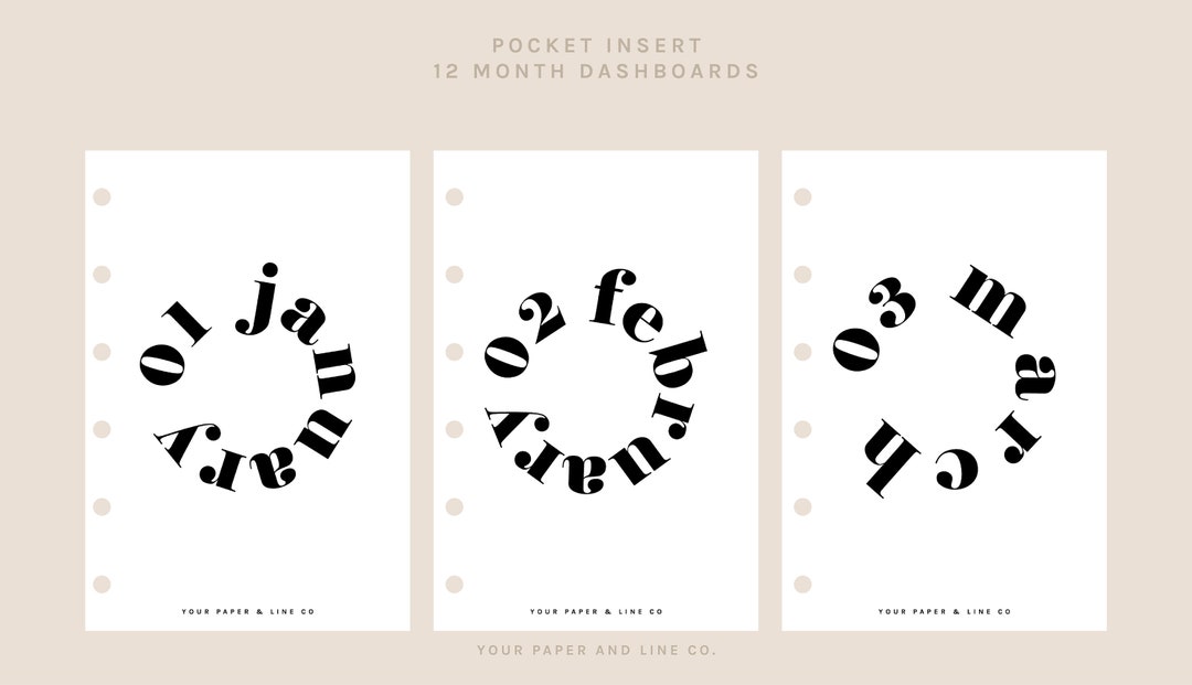 Pocket Size | 12 Month Dashboards | Digital Dashboard, Printable - Etsy