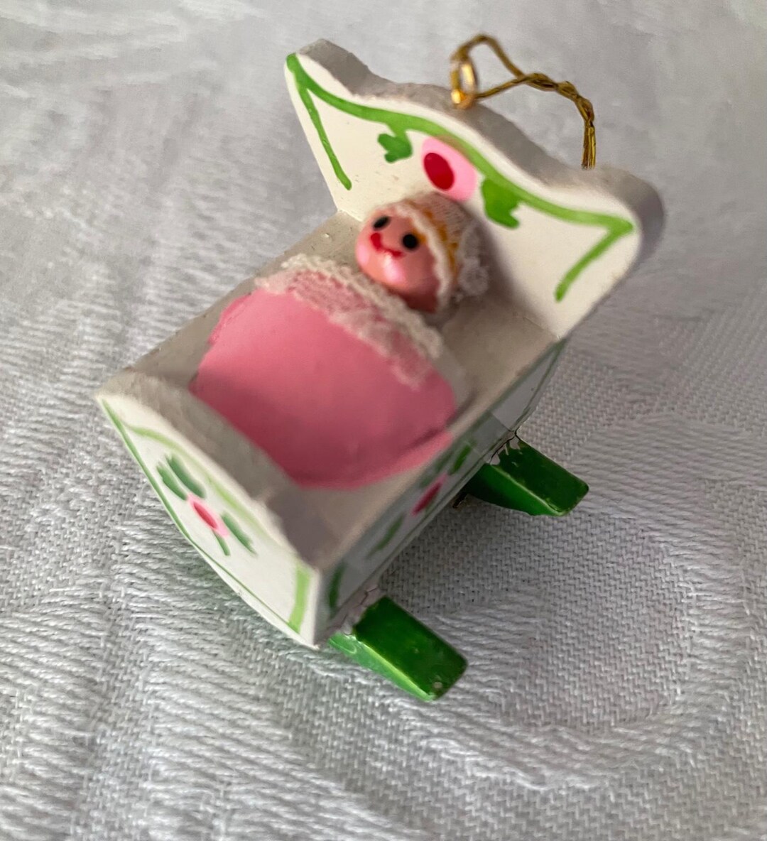 Vintage 1970s 1980s Baby in Cradle Holiday Ornament - Etsy