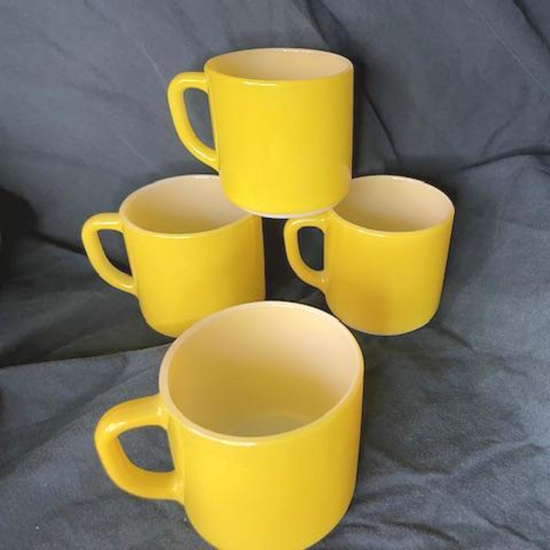 Vintage Mid-century Federal Stackable Coffee Mugs - Yellow, Set of 4 - Etsy