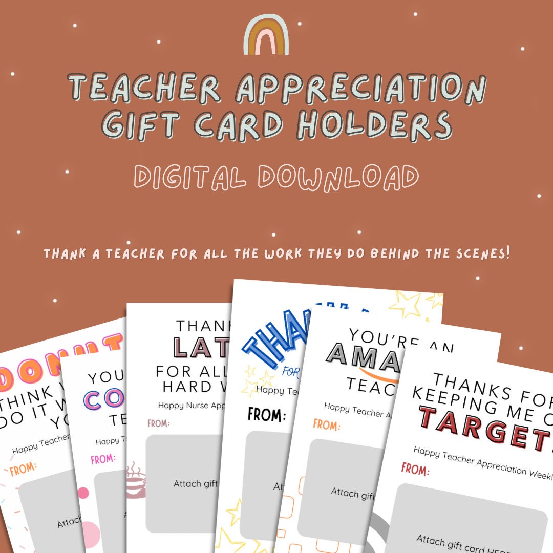 Teacher Appreciation Printable Gift Card Holders - Etsy