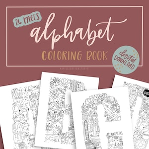 Printable Alphabet Coloring Book | ABC Doodle Pages - Etsy