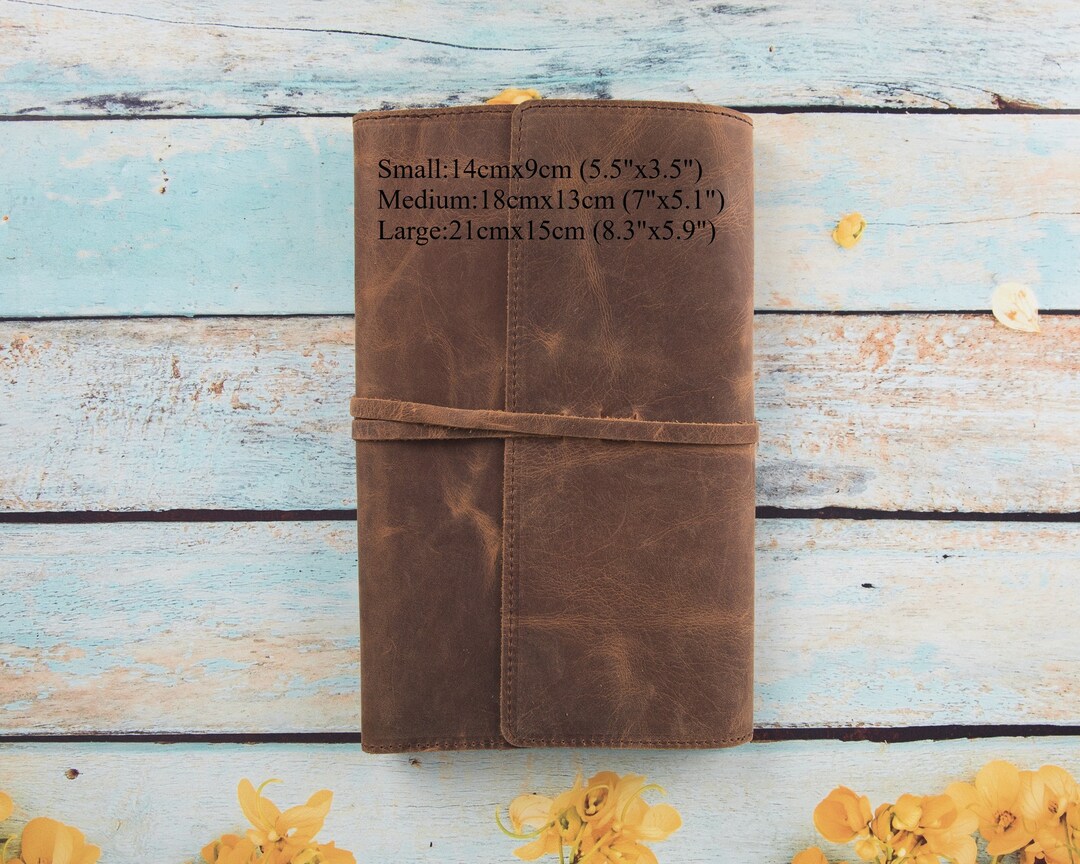 Refillable Leather Notebook Cover Personalized, Custom Travel Journal ...