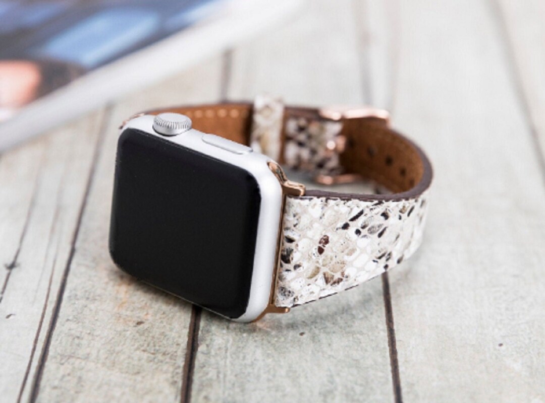 Snake Print Leather Apple Fitbit Watch Band for Women & Men- Premium ...