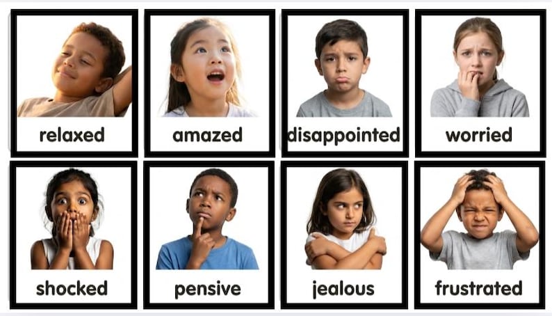 30 Emotions Flashcards Printable, Kids Feelings Cards, Social Emotional ...