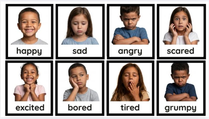 30 Emotions Flashcards Printable, Kids Feelings Cards, Social Emotional ...