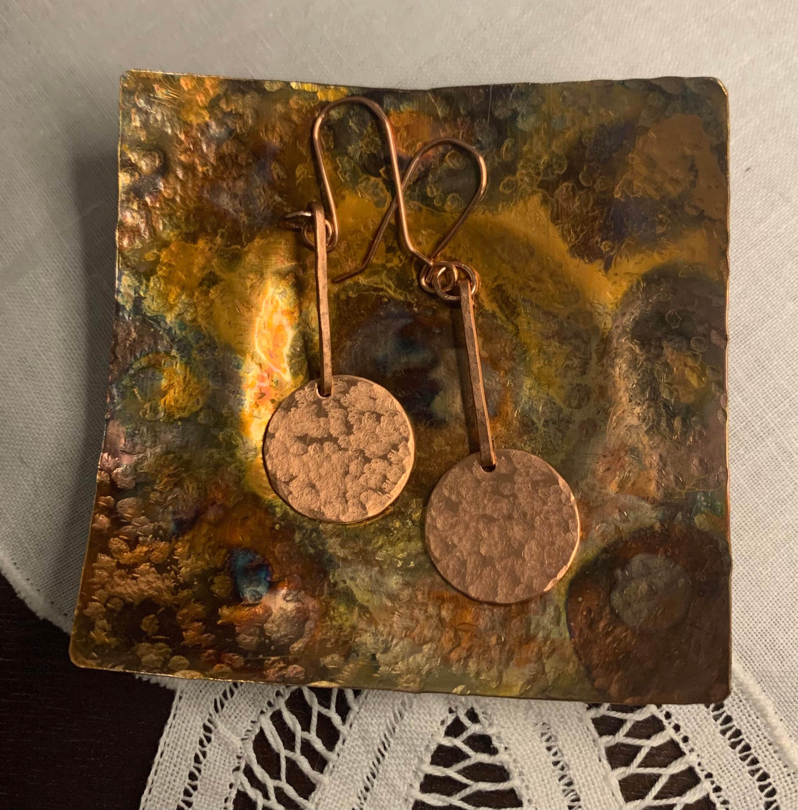 Hand Forged Hammered Copper Trinket Dish Ring Holder Flame - Etsy