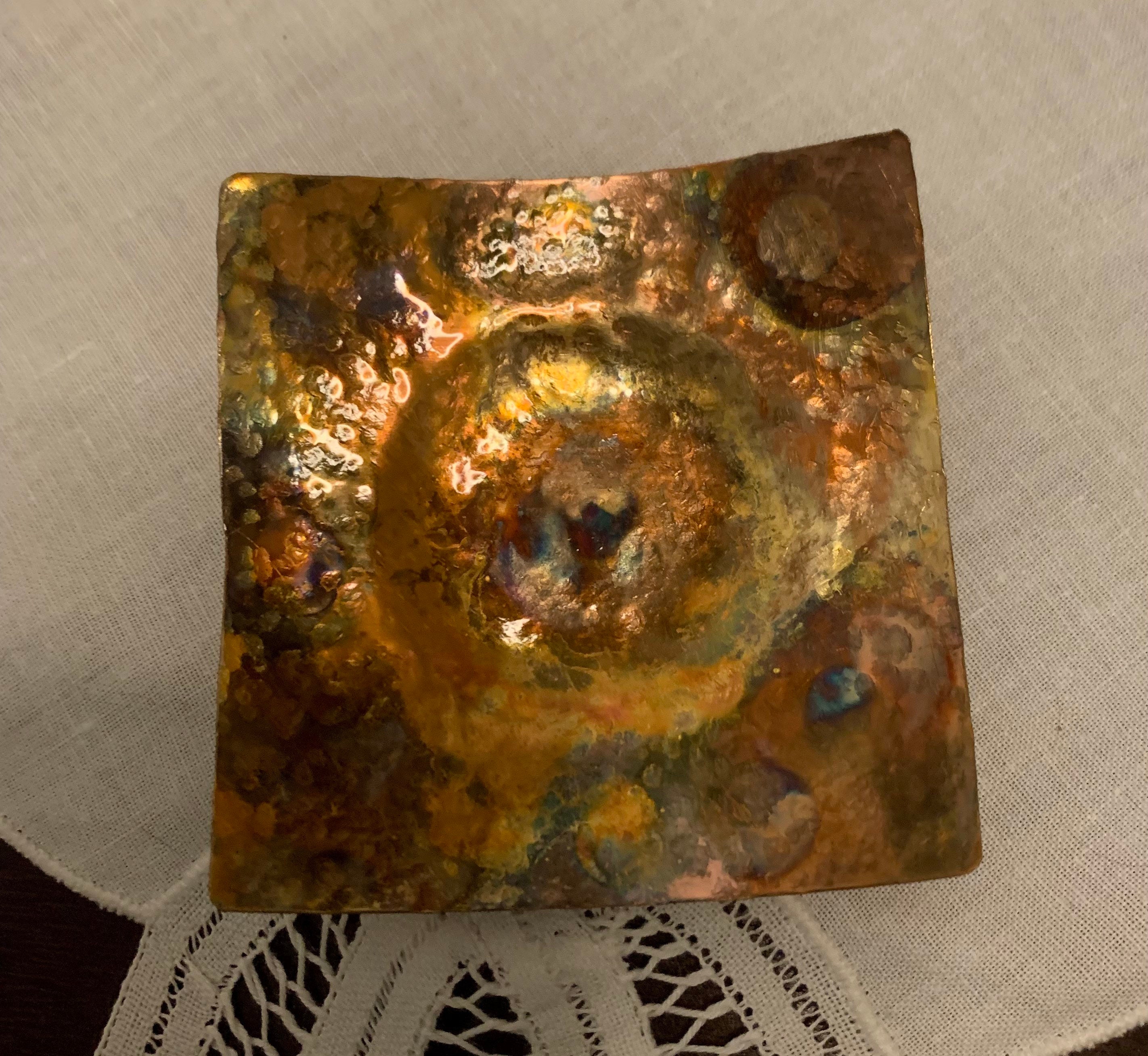 Hand Forged Hammered Copper Trinket Dish Ring Holder Flame - Etsy