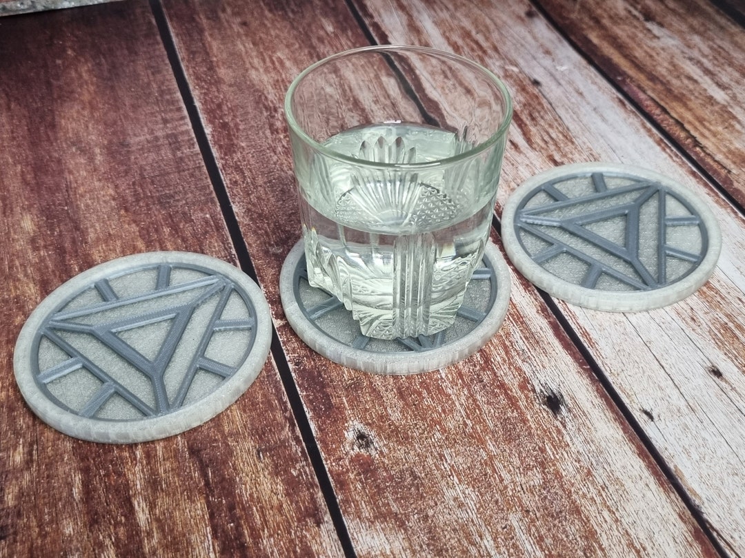 Iron Man Coasters Triangle Arc Reactor Set of 3 Novelty Gift Table Mats ...