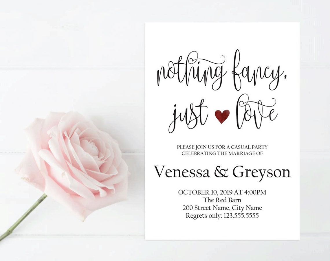 Elopement Invitation Template Download, Elopement Reception, Just Love ...