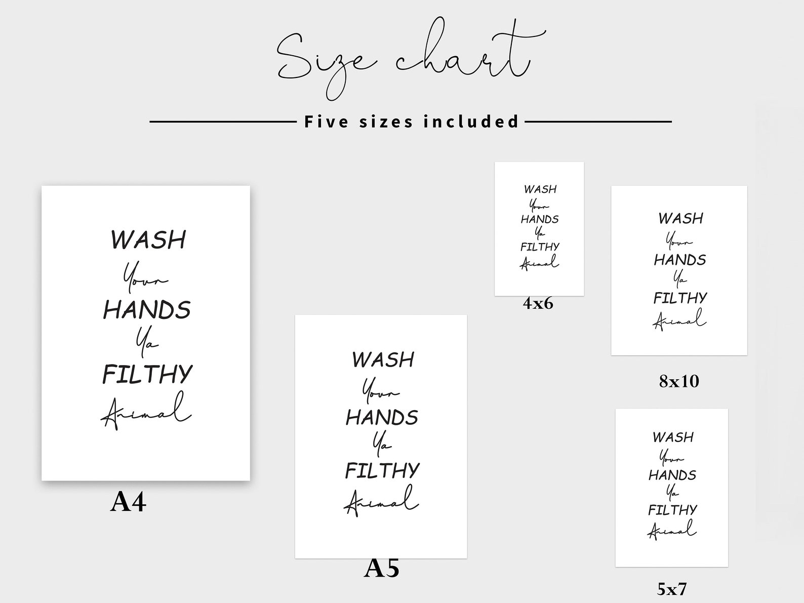 Wash Your Hands Ya Filthy Animal Print, Funny Bathroom Sign,bathroom ...