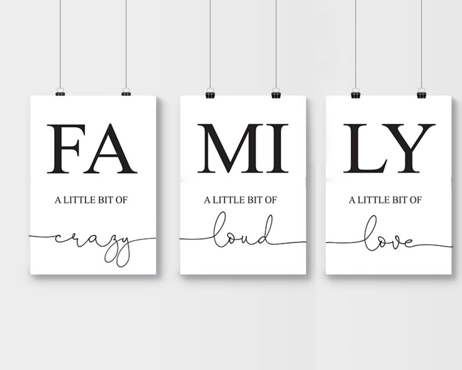 Family a Little Bit of Crazy Print, Set of 3 Prints,family Quotes ...