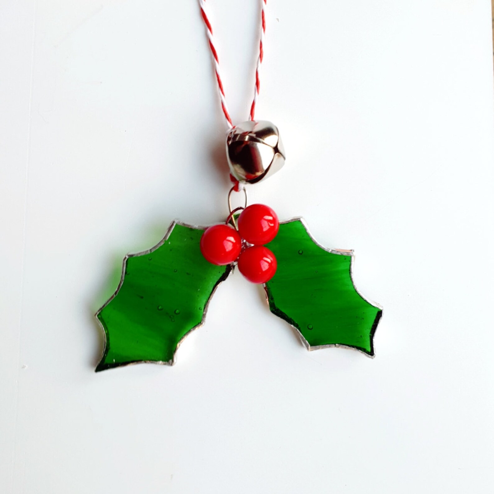 Stained Glass Christmas Holly Decoration Christmas Tree Dec - Etsy UK