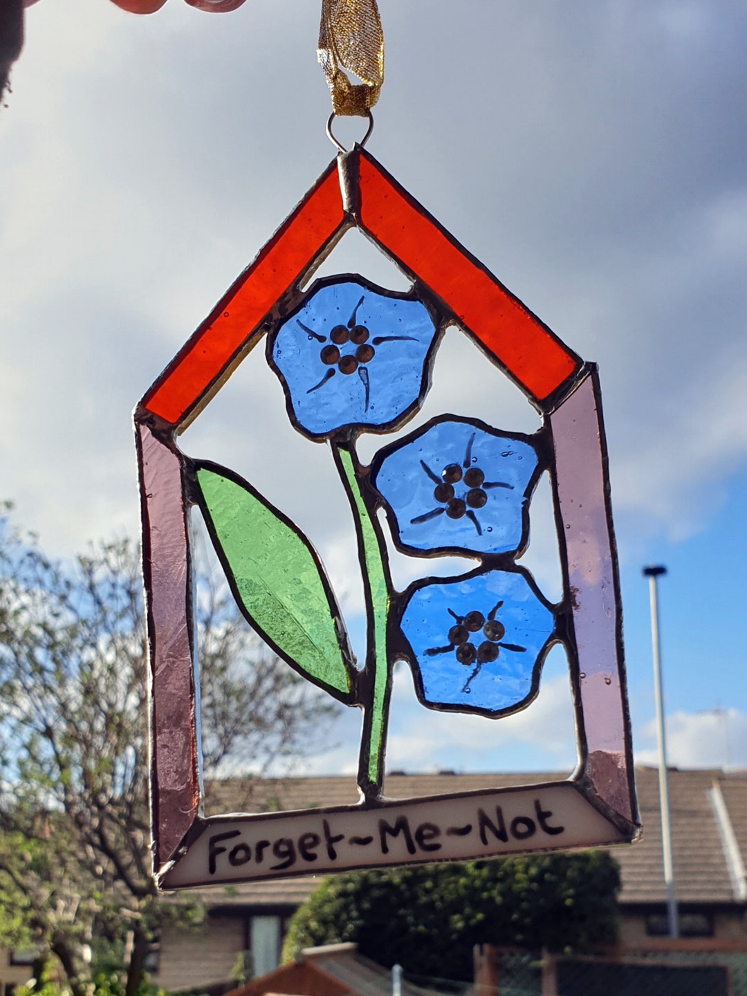 Forget-me-not Stained Glass Suncatcher, Never Ending Love, Loved Ones ...