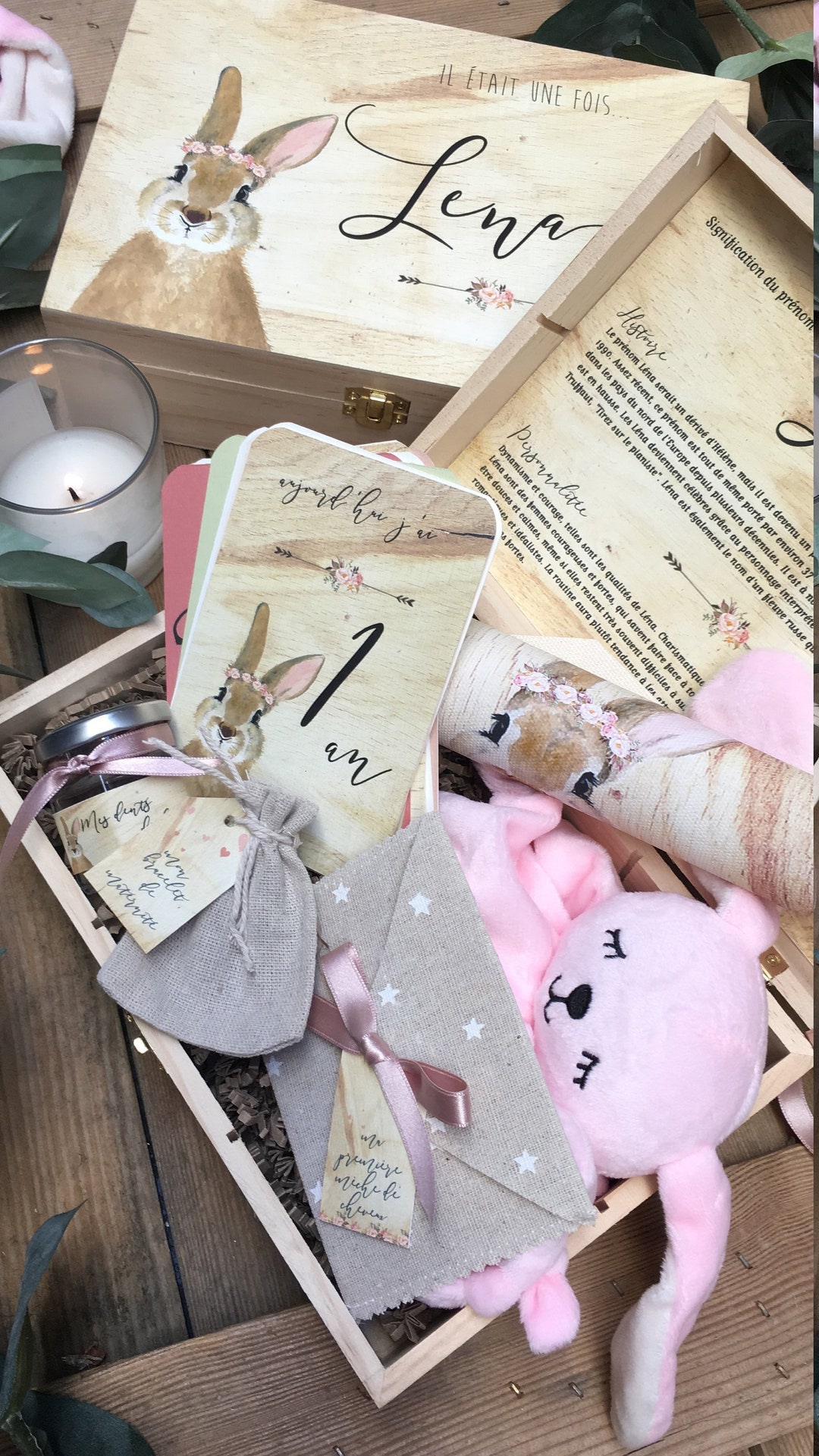 Box lapine Birth Box, Maternity Gift, Personalized Box, Step Card ...