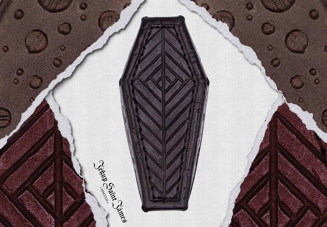 Leather Coffin Box: Handcrafted Aged Black Hand Embossed Linear ...