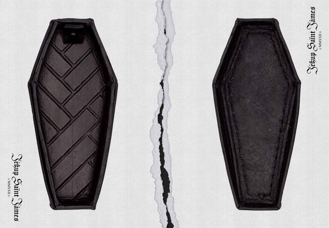 Leather Coffin Box: Handcrafted Aged Black Hand Embossed Linear ...