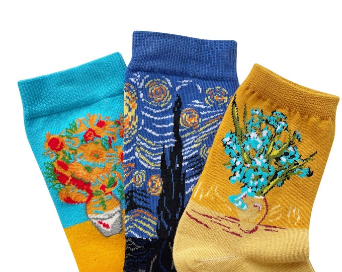 Van Gogh Socks, Sunflowers Socks, Starry Night Socks, Art Socks, Artist ...