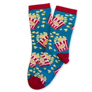 Popcorn Socks, Movie Night Socks, Funny Popcorn Socks, Food Socks ...