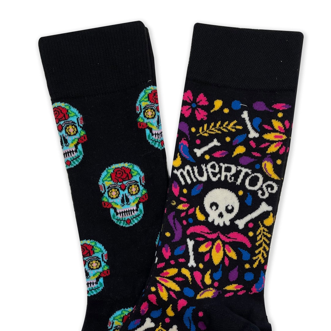 Colourful Skulls Socks, Dia De Los Muertos Socks, Colourful Masks Socks ...
