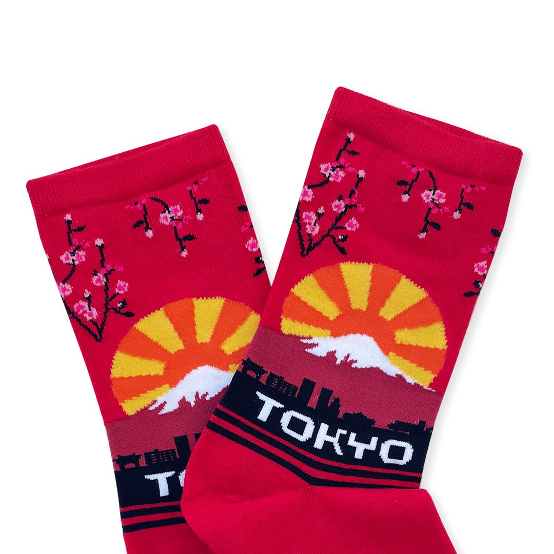 Tokyo Socks, Stylish Tokyo Socks, Sakura Design Socks, Tokyo Sunset ...