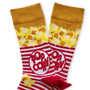 Popcorn Socks, Movie Night Socks, Funny Popcorn Socks, Food Socks ...