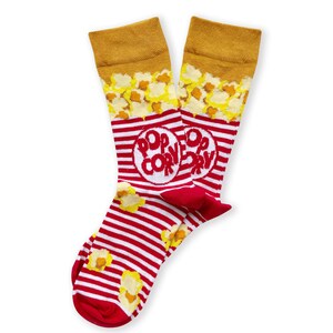 Popcorn Socks, Movie Night Socks, Funny Popcorn Socks, Food Socks ...