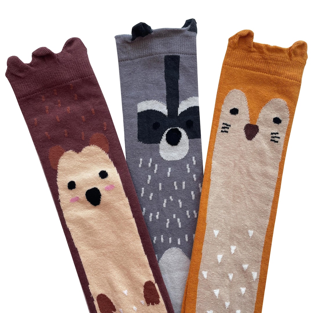 Animal Design Knee Level Socks, Cute Animal Socks, Fox Socks, Otter ...