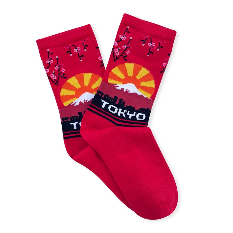 Tokyo Socks, Stylish Tokyo Socks, Sakura Design Socks, Tokyo Sunset ...