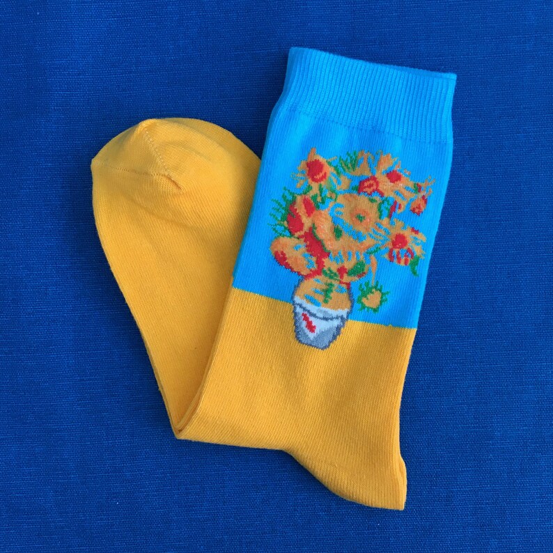 Van Gogh Socks Sunflowers Socks Starry Night Socks Art - Etsy