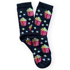 Popcorn Socks, Movie Night Socks, Funny Popcorn Socks, Food Socks ...