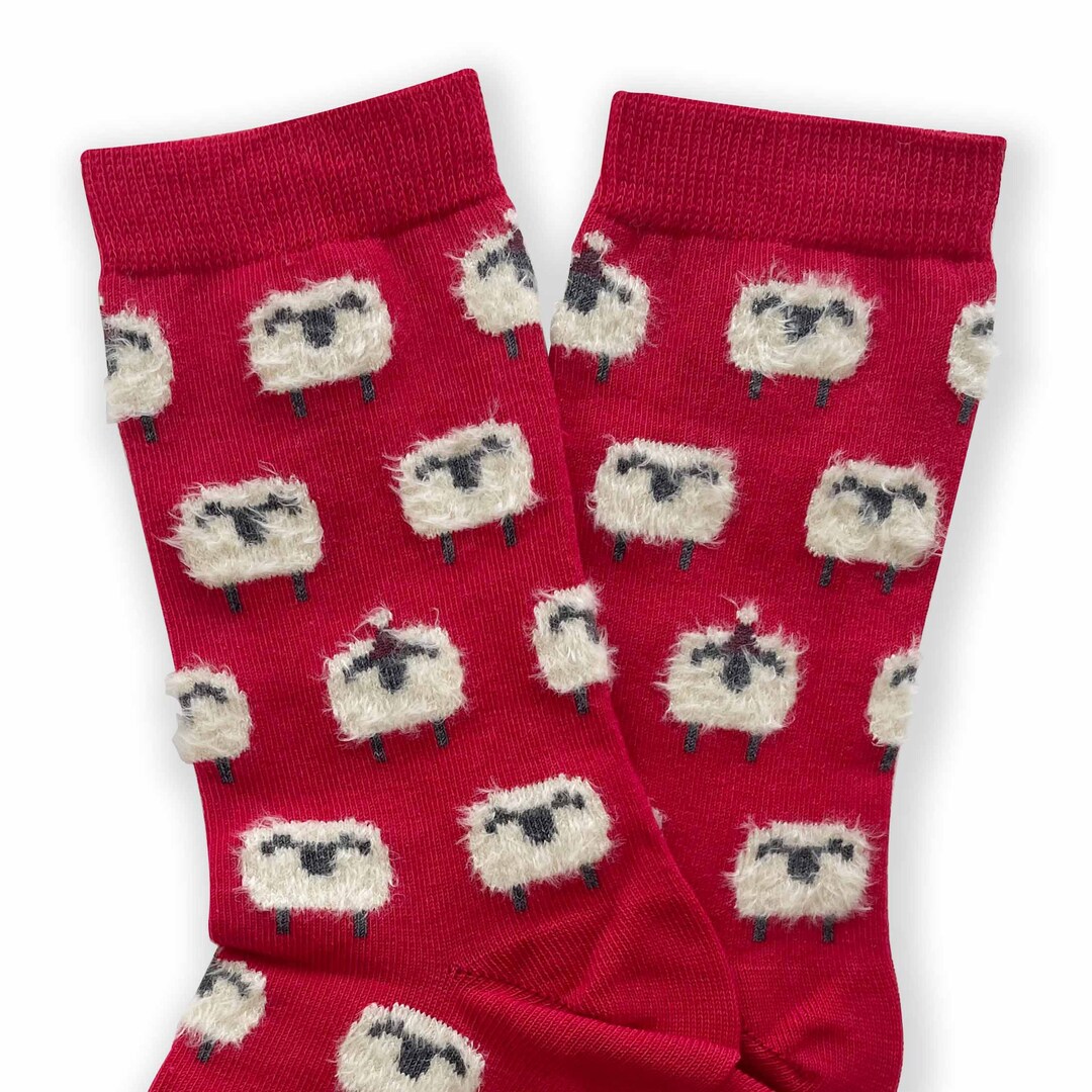 Sheep Design Cotton Socks, Cute Farm Design Women's Size Footwear - Etsy