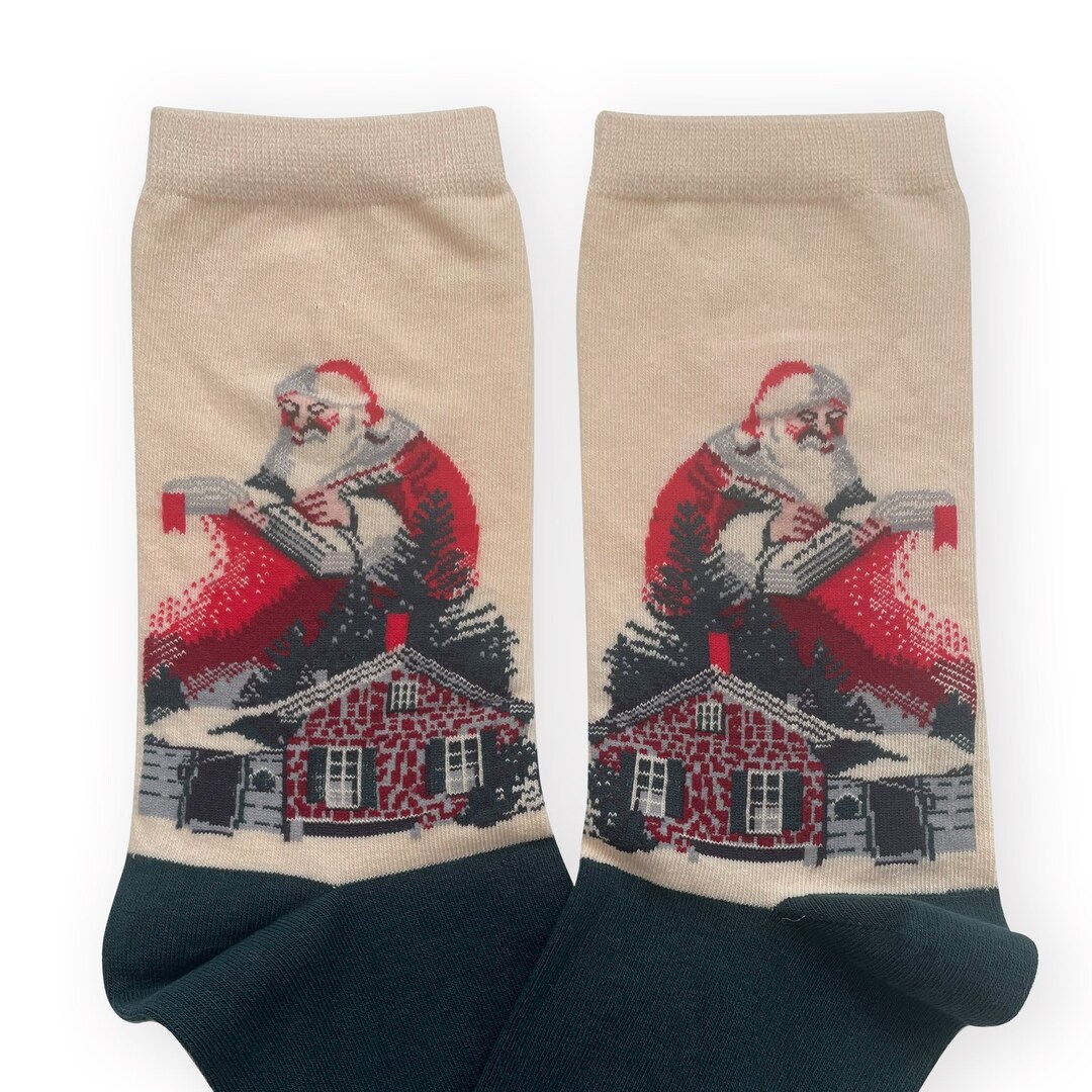 Santa Reading Socks: Christmas Stocking Stuffer Gift - Etsy