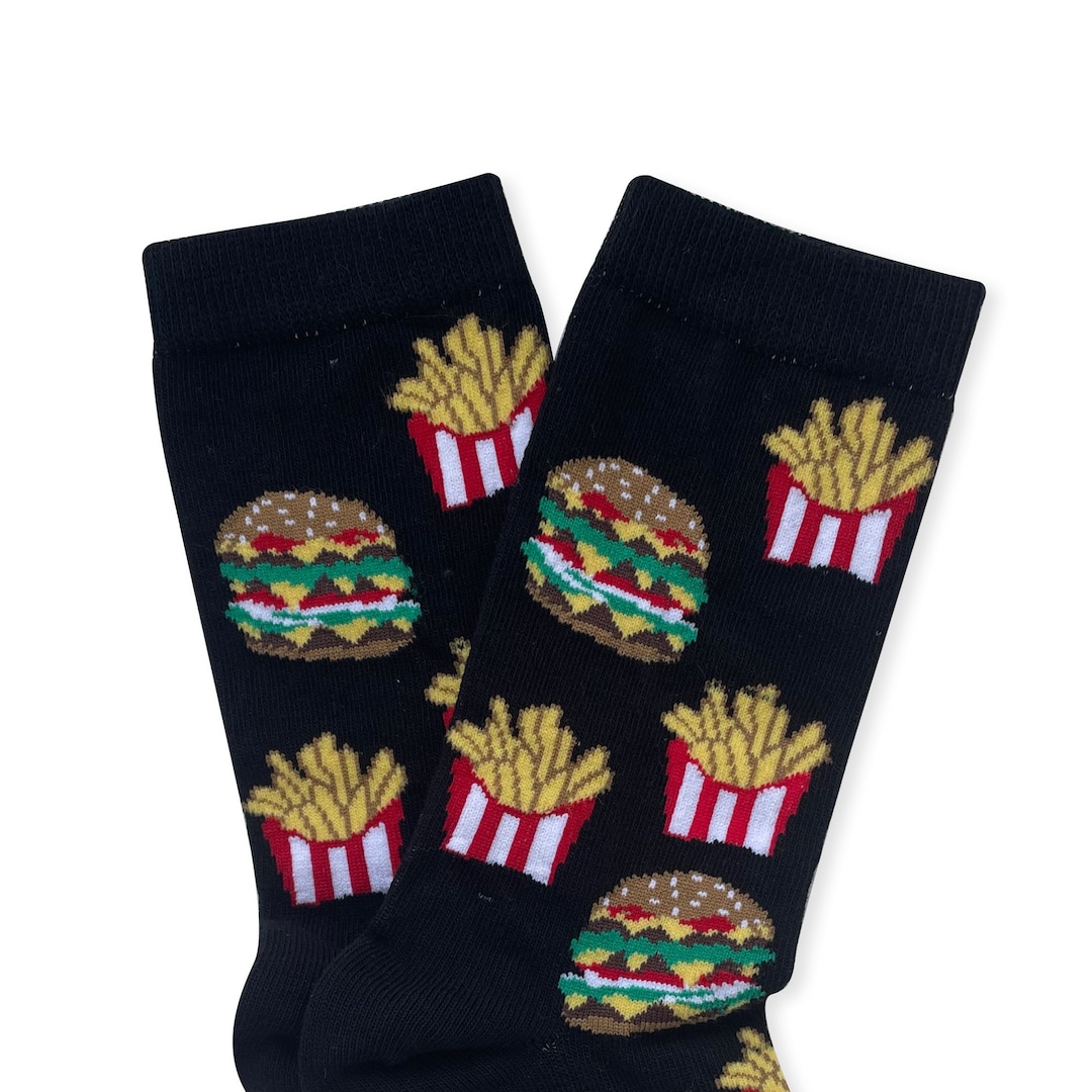 Burger Socks, Burger & Fries Socks, Fast Food Socks, Cheeseburger Socks ...