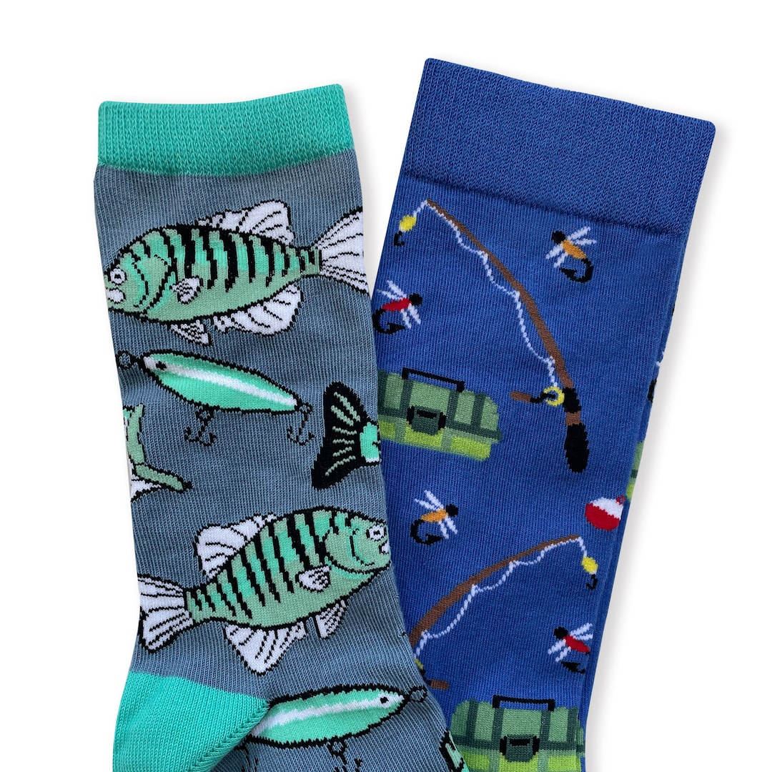 Fishing Theme Socks, Fisherman Socks, Fishing Gift, Camper Gifts, Fish ...