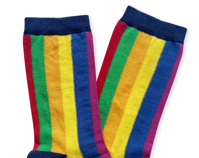 Rainbow Striped Socks, Vertical Line Rainbow Ankle Socks, Unique ...